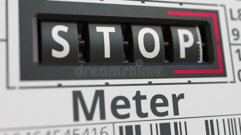 Analog Counter or Meter with STOP Text. Conceptual 3D Rendering Stock ...