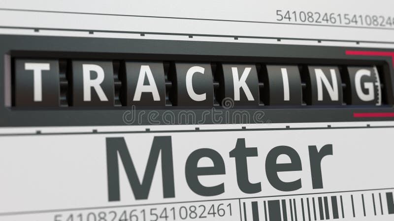 Analog Counter Displays TRACKING Text, Conceptual 3D Rendering Stock ...