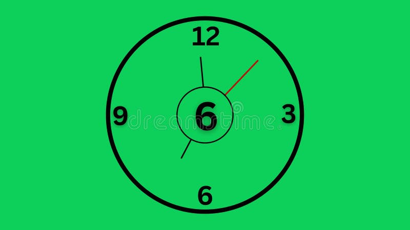 Analog and Digital Circle Clock 24 Hours Animation with Green Screen ...