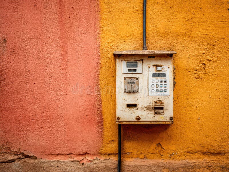 Rusty Analog Meter on Painted Concrete Wall Stock Illustration ...