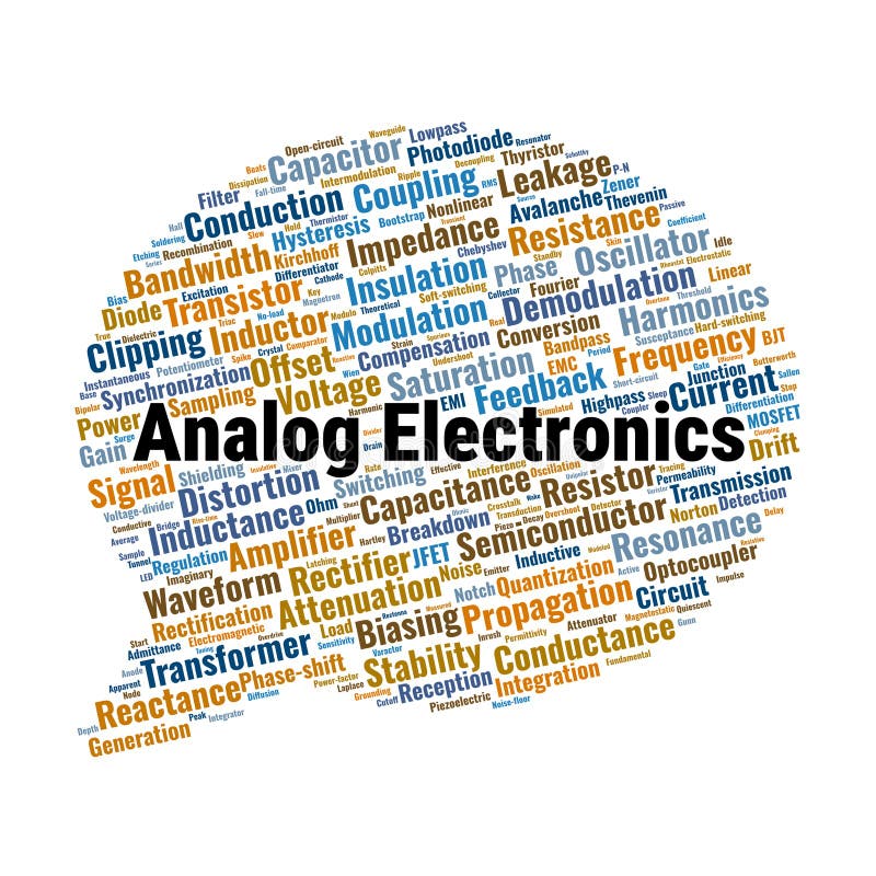 Analog Electronics Word Cloud. Essential Concepts in Circuit Design and ...