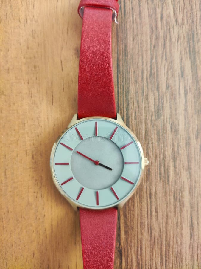 Analog Ladies Watch with Red Strap Stock Photo - Image of analog, strap ...