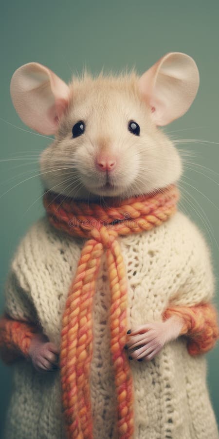 Analog Portrait: Mouse in Knitwear with Braids Stock Illustration ...