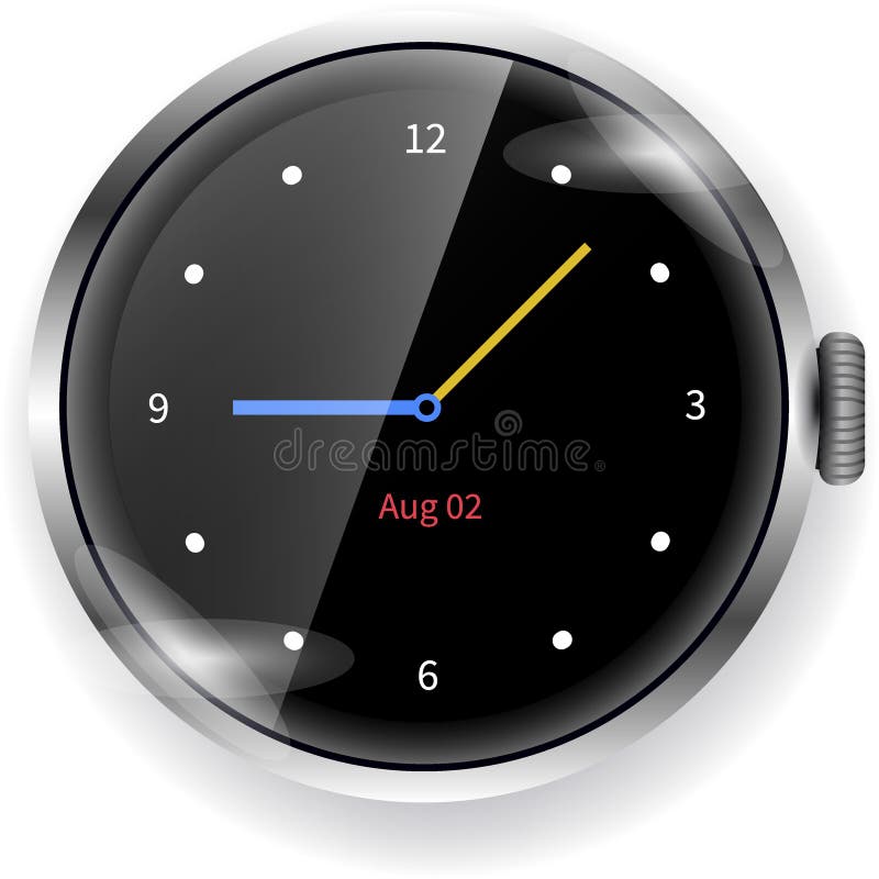 Analog Smartwatch Face UI Design with Date Display and Sleek Black ...