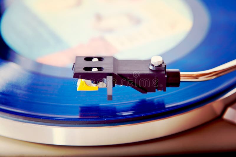 Analog Stereo Turntable Vinyl Blue Record Player Headshell Stock Image ...