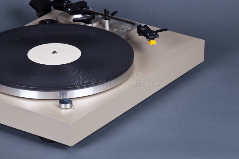 Analog Stereo Turntable Vinyl Record Player with Black Disk Stock Image ...