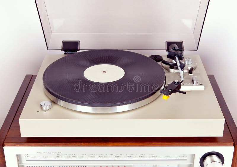 Analog Stereo Turntable Vinyl Record Player with Black Disk Stock Image ...