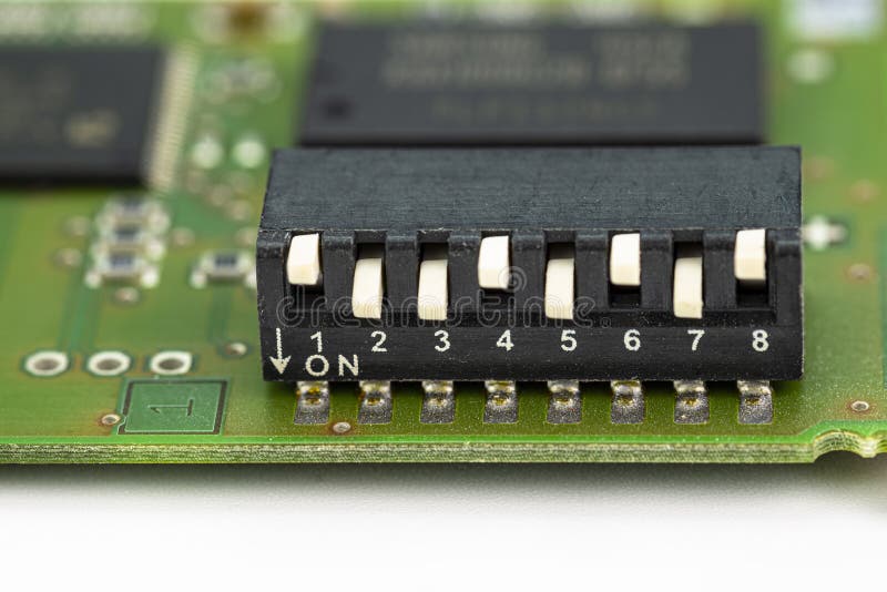 Analog Switch on a Green Printed Circuit Board with Eight Positions ...