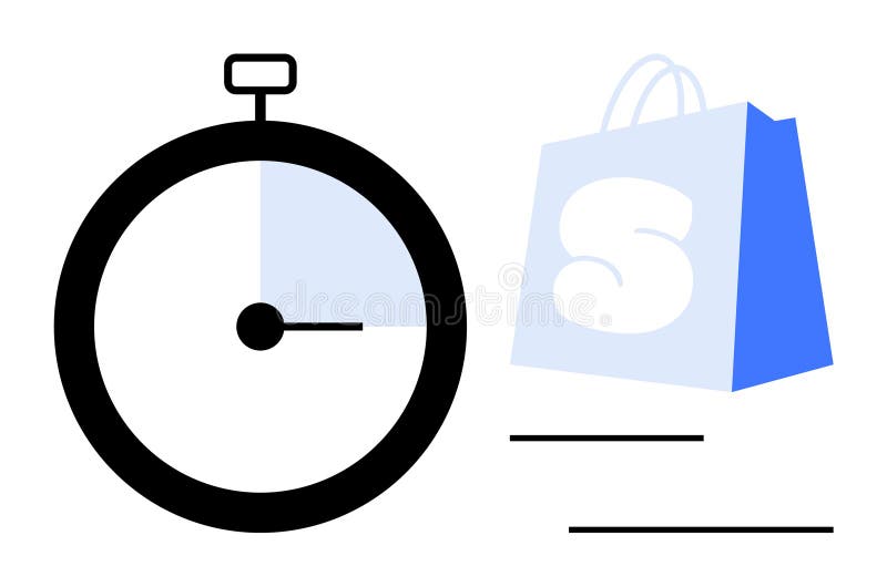 Timer with Minimalistic Shopping Bag Design Indicating Fast Delivery or ...