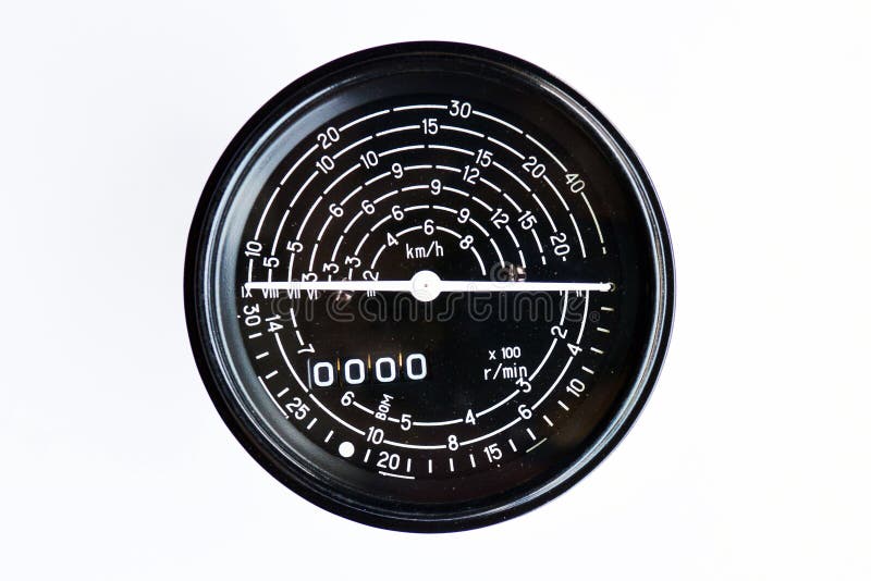 Analog Tractor Tachometer on Isolated Stock Image - Image of black ...