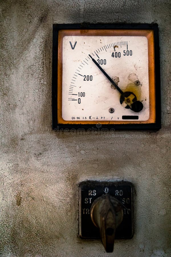 Analog Voltage Meter Indicator with Switch on Old and Rustic Electrical ...