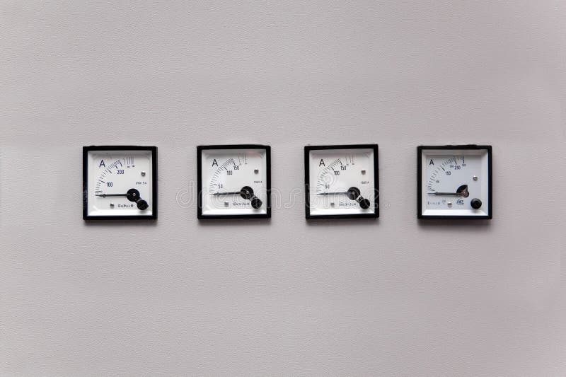 Analog Voltmeter, Amp Meter and Signal Lamp on Control Panel of Power ...