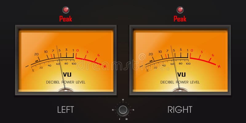 Analog VU Meter with Peak LED. Decibel Power Level Stock Vector ...