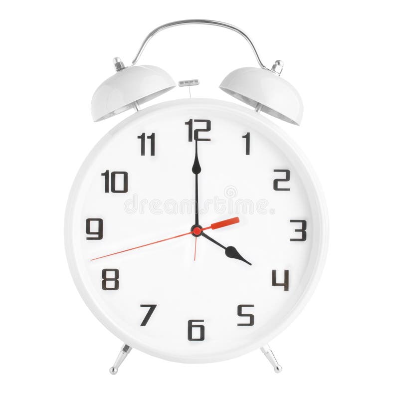 Analog Alarm Clock Showing Eleven O`clock, 11pm or 11am Isolated on ...