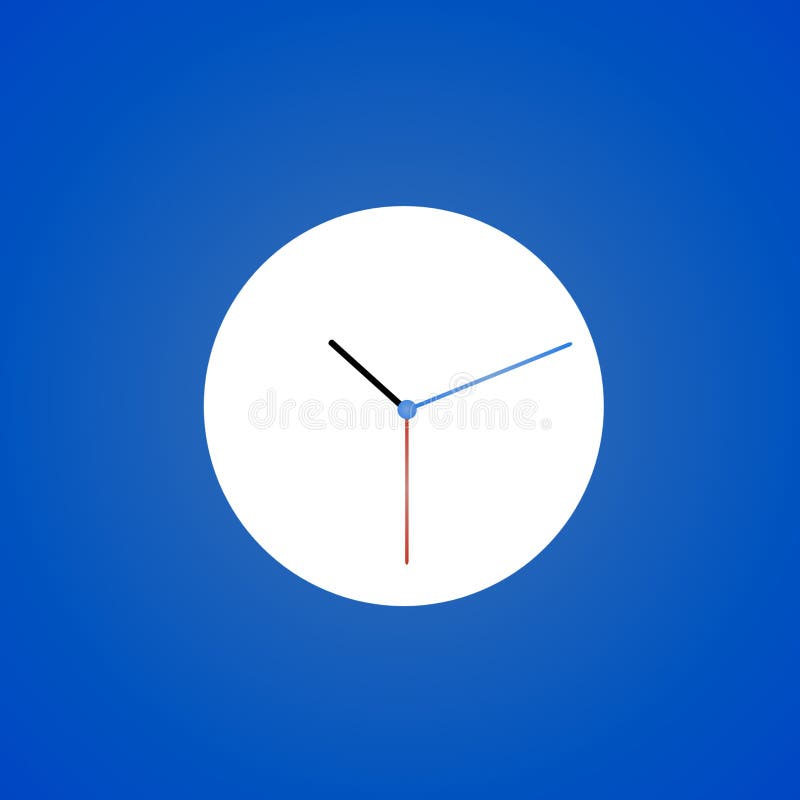 Analog White Color Wall Clock Digital Illustration on Blue Background ...
