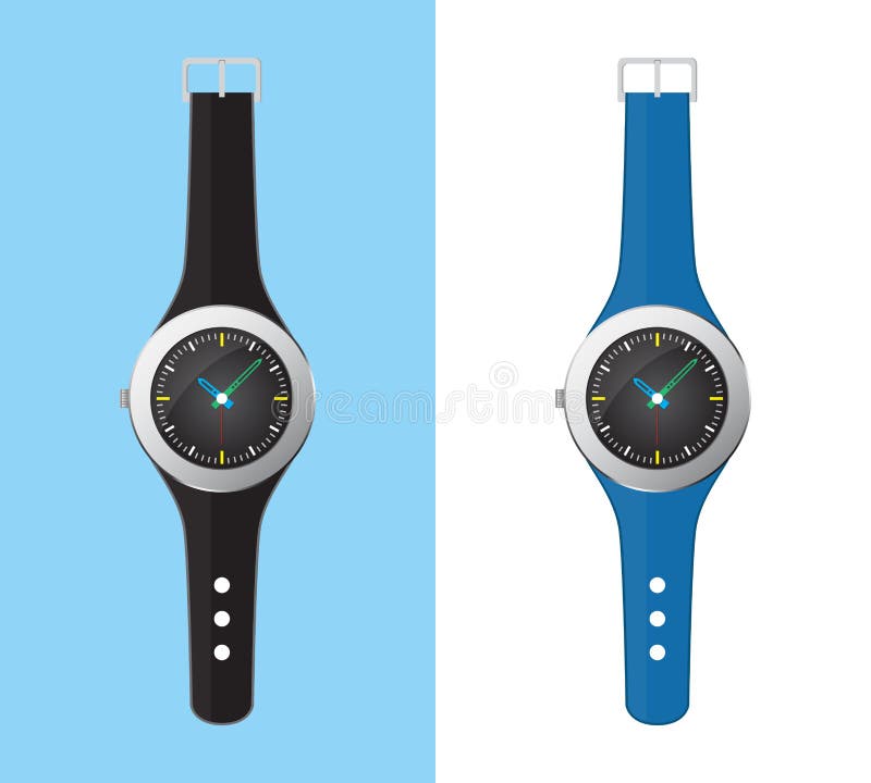 Analog Wrist Watch Vector Isolated on White Stock Vector - Illustration ...