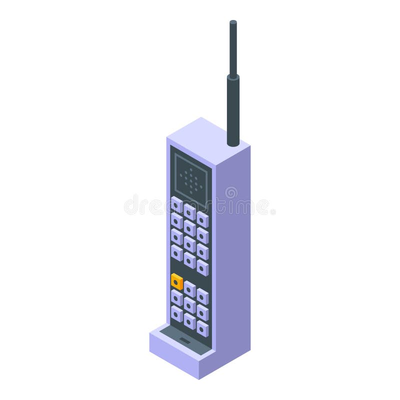 Analogue Wireless Telephone Icon Isometric Vector. Retro Old Stock ...