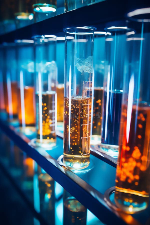 Analysing Glass Test Tubes Samples in a Science Laboratory Stock ...