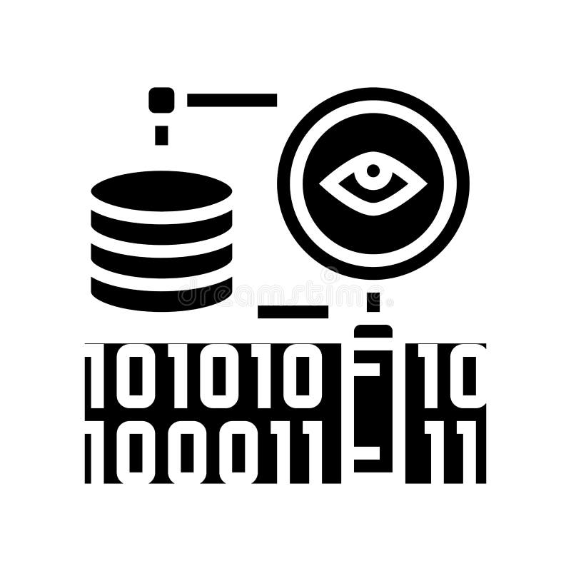 Analysis Binary Digital Processing Glyph Icon Vector Illustration Stock ...