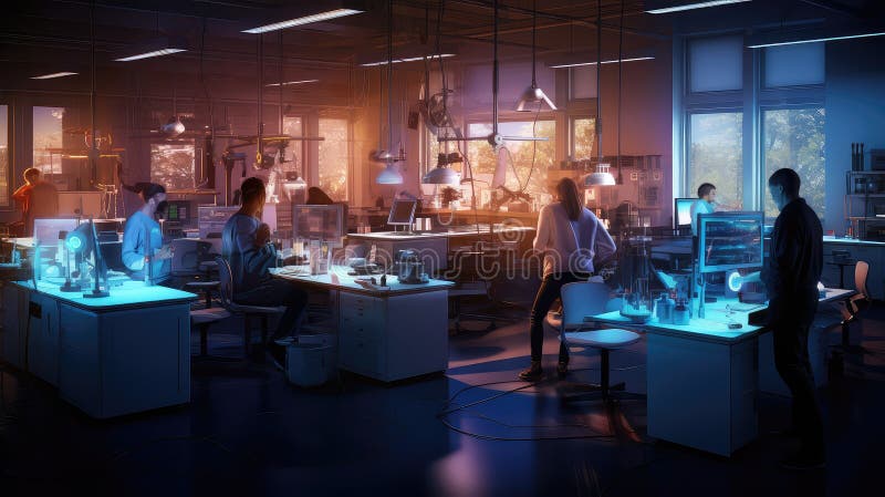 Busy Lab Illustration Microscope Chemicals Stock Illustrations – 3 Busy ...