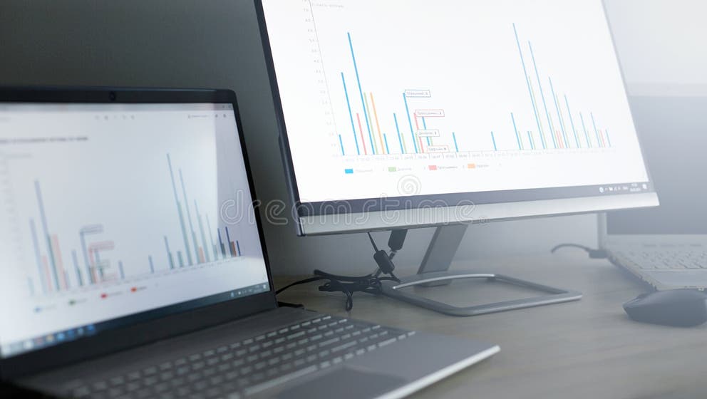 Analysis of Charts on a Computer Monitor Stock Image - Image of ...