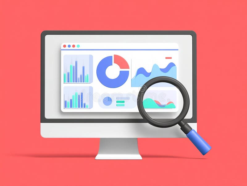 Analysis on Computer Screen Showing Bar Graphs, Pie Chart, and ...
