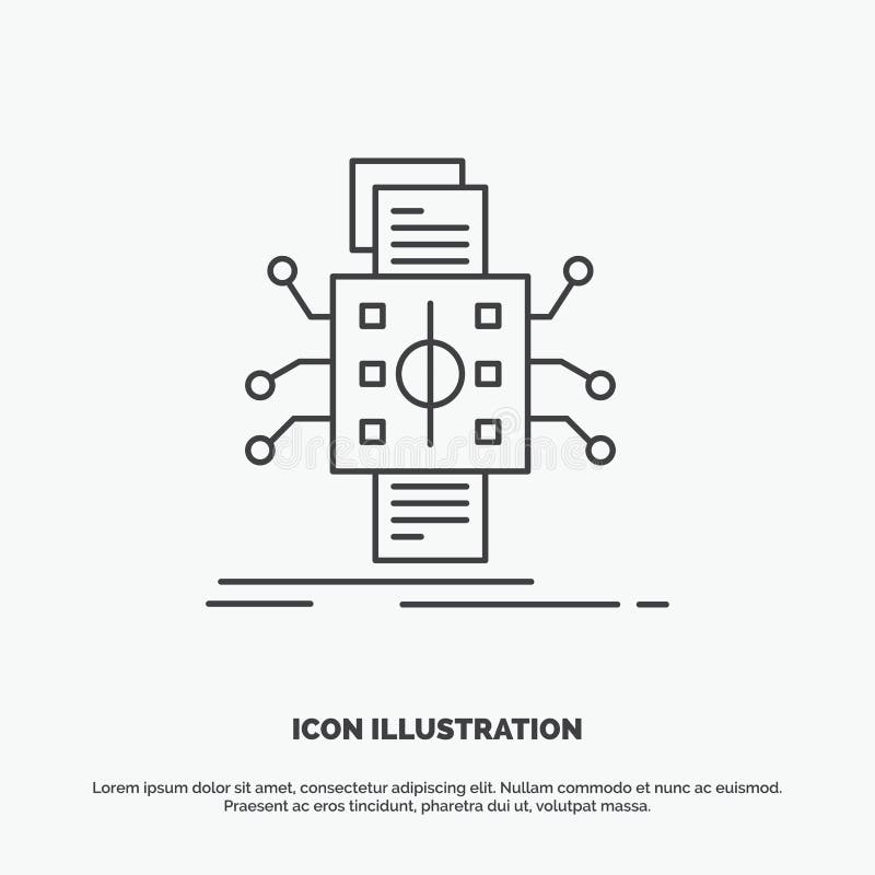 Analysis Data Datum Processing Reporting Icon Line Vector Gray