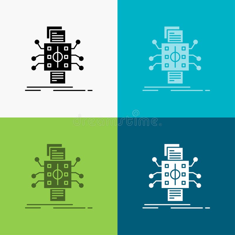 Analysis, Data, Datum, Processing, Reporting Icon Over Various Background. Glyph Style Design ...