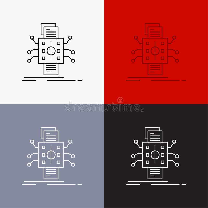 Analysis, Data, Datum, Processing, Reporting Icon Over Various Background. Line Style Design ...