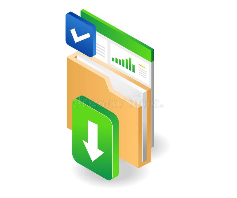 Analysis Data in Folder in Flat Isometric Illustration Design Stock ...