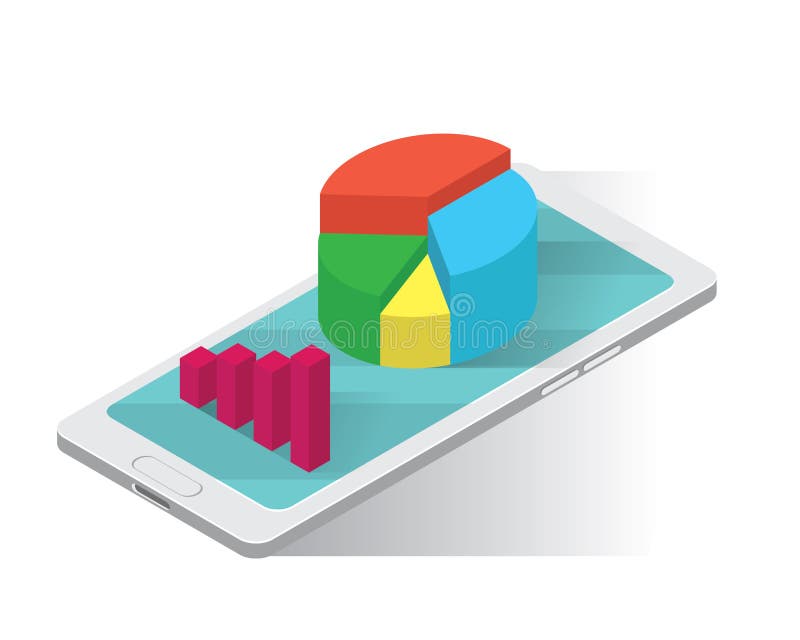 Analysis Data from Mobile Phone Isometric Icons Concept,diagram ...