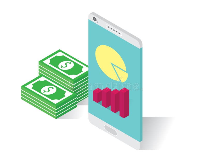 Analysis Data from Mobile Phone Isometric Icons Concept,diagram ...