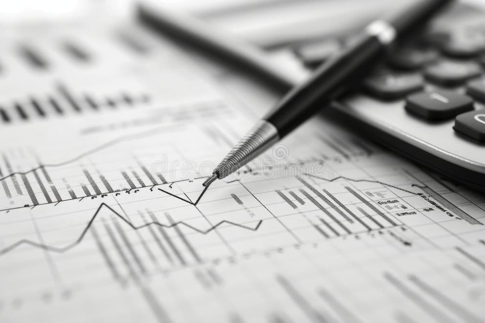 Analysis of Financial Charts. Pen and Charts on the Table Stock Image ...