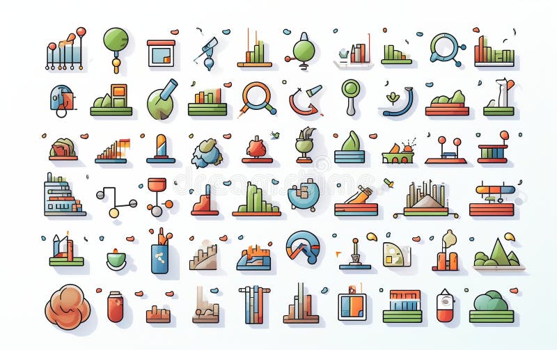 Analysis Fine Line Icons Generative AI Stock Illustration ...