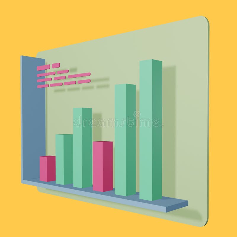 Analysis Growth Chart, 3D Rendered, Isolated on Yellow Background Stock ...