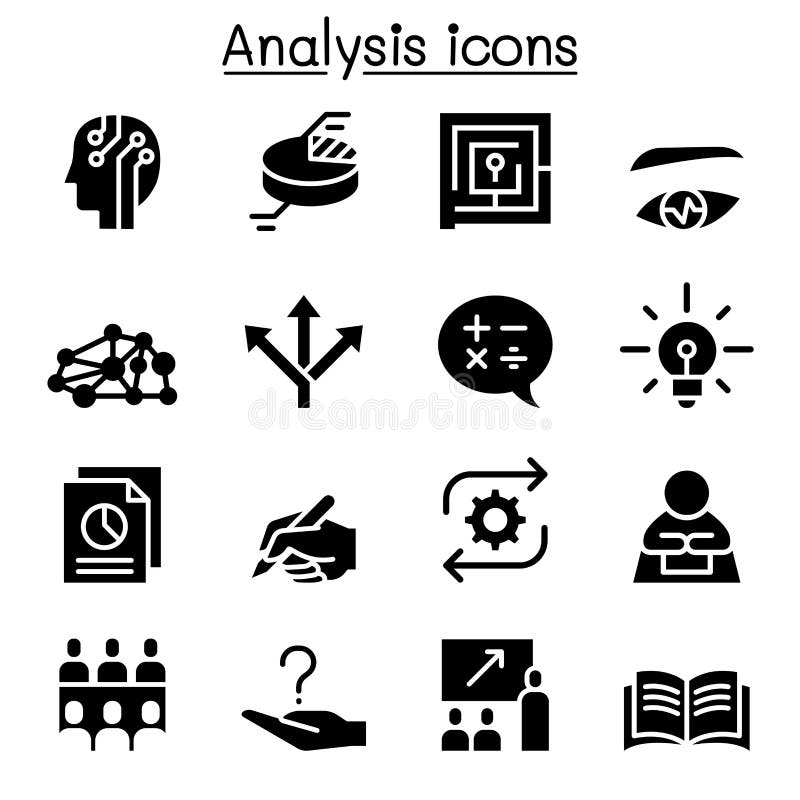 Analysis icon set stock illustration. Illustration of analyze - 108784777
