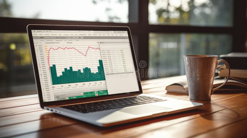 Analysis laptop with data stock illustration. Illustration of analytics ...