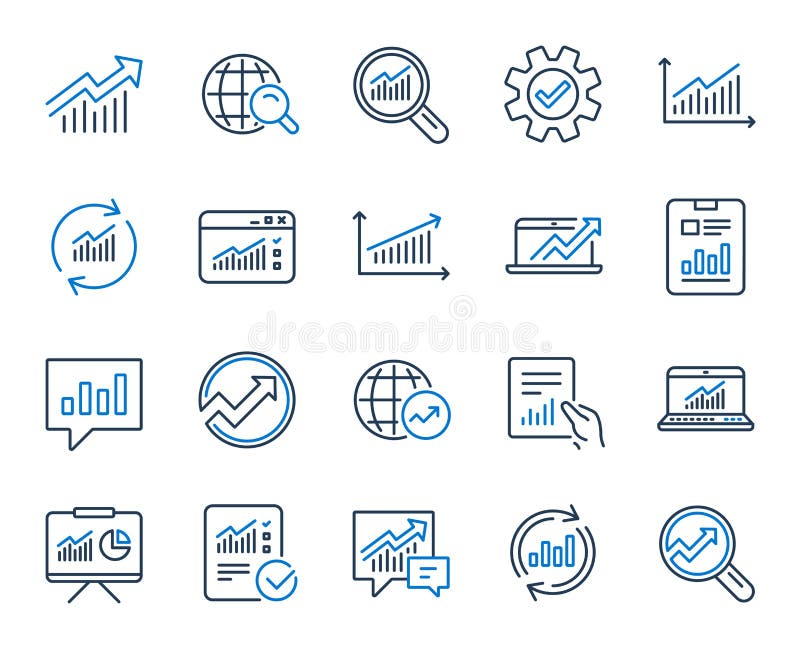 Analysis Line Icons. Charts, Reports and Graphs. Vector Stock Vector - Illustration of quality ...