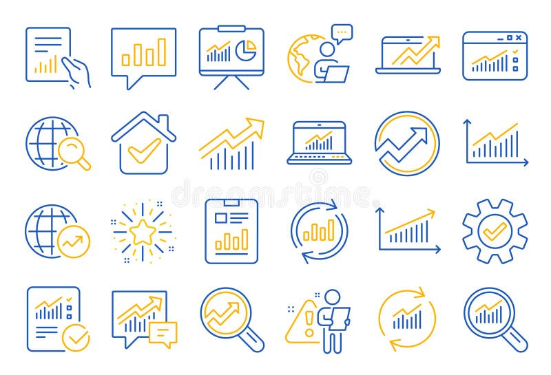 Analysis Line Icons. Charts, Reports and Graphs. Vector Stock Vector ...