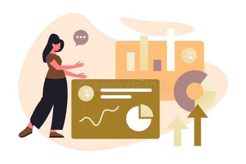 Woman Examining Data Visualizations, Featuring Charts and Graphs Stock ...