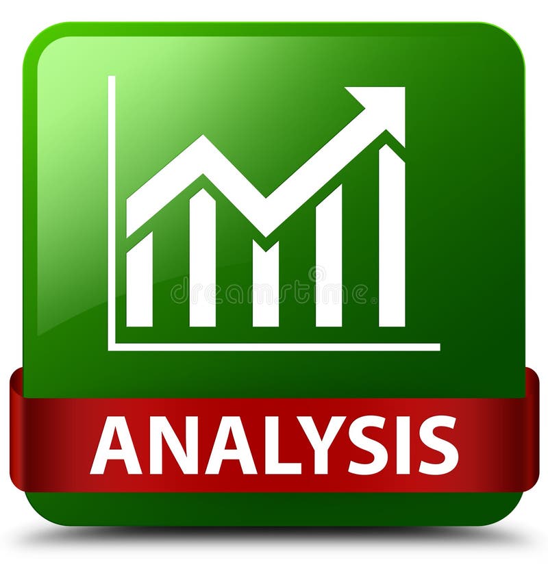 Analysis (statistics Icon) Green Square Button Red Ribbon in Mid Stock ...