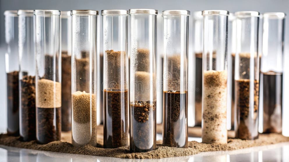 Analysis of Various Sediment Samples in Glass Tubes, Revealing Textural ...