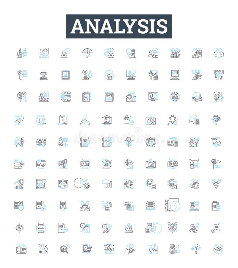 Analysis Vector Line Icons Set. Analyze, Analyzing, Examining, Studying ...