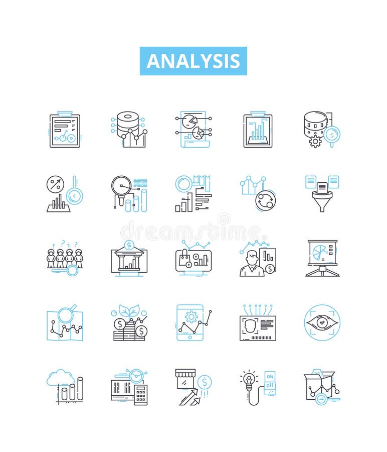 Analysis Vector Line Icons Set. Analyze, Analyzing, Examining, Studying ...