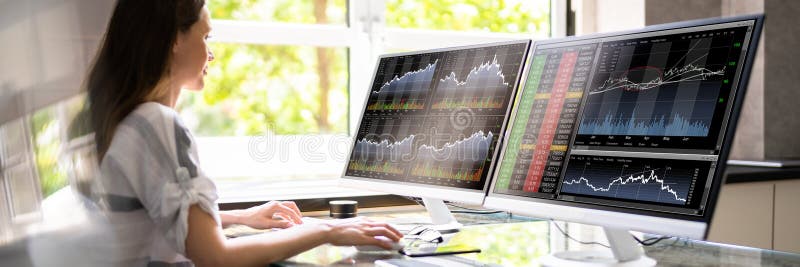 Analyst Broker stock image. Image of girl, computer - 225882769