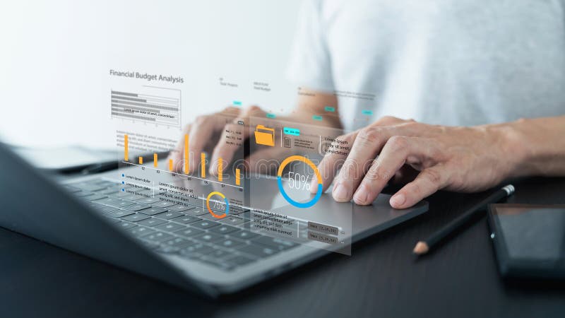 Analyst Computer Working with Information Database To Analysis ...