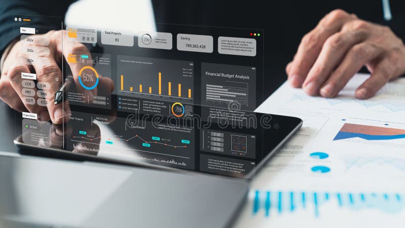Analyst Computer Working with Information Database To Analysis ...