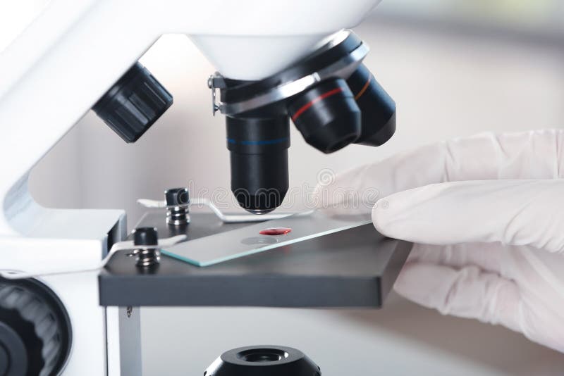 Analyst Doing Laboratory Test with Microscope Stock Photo - Image of ...
