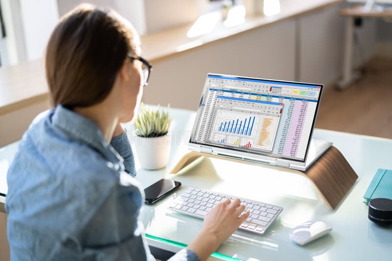 Analyst Employee Using Spreadsheet Stock Image - Image of online, girl ... Analyst Employee Using Spreadsheet Stock Image - Image of online, girl ...