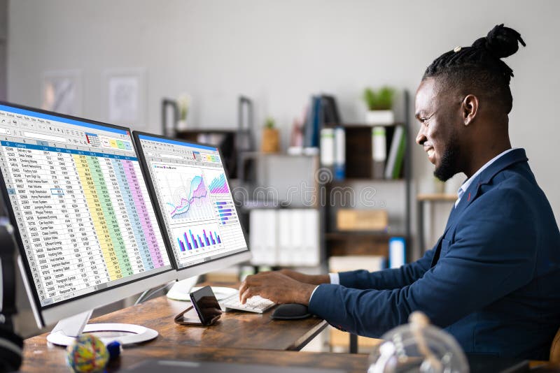 Analyst Employee Using Spreadsheet Stock Photo - Image of investigation ...